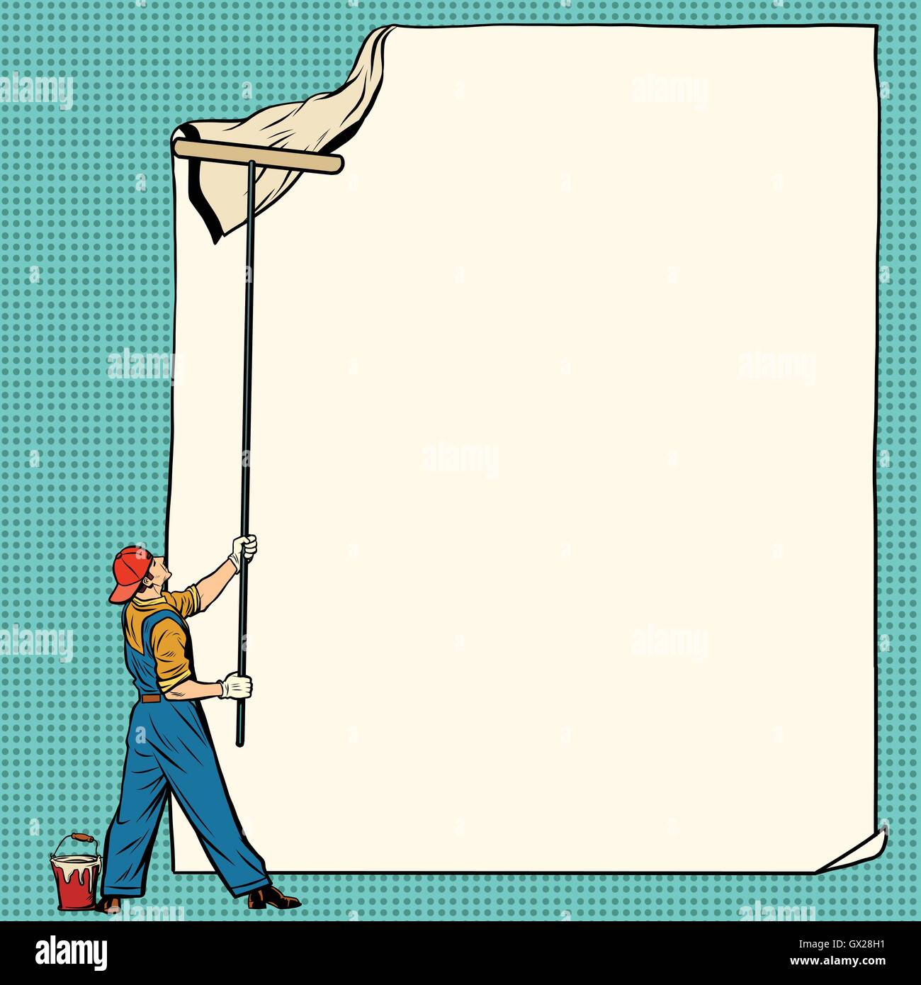 worker painter sticks white poster Stock Vector Image & Art - Alamy