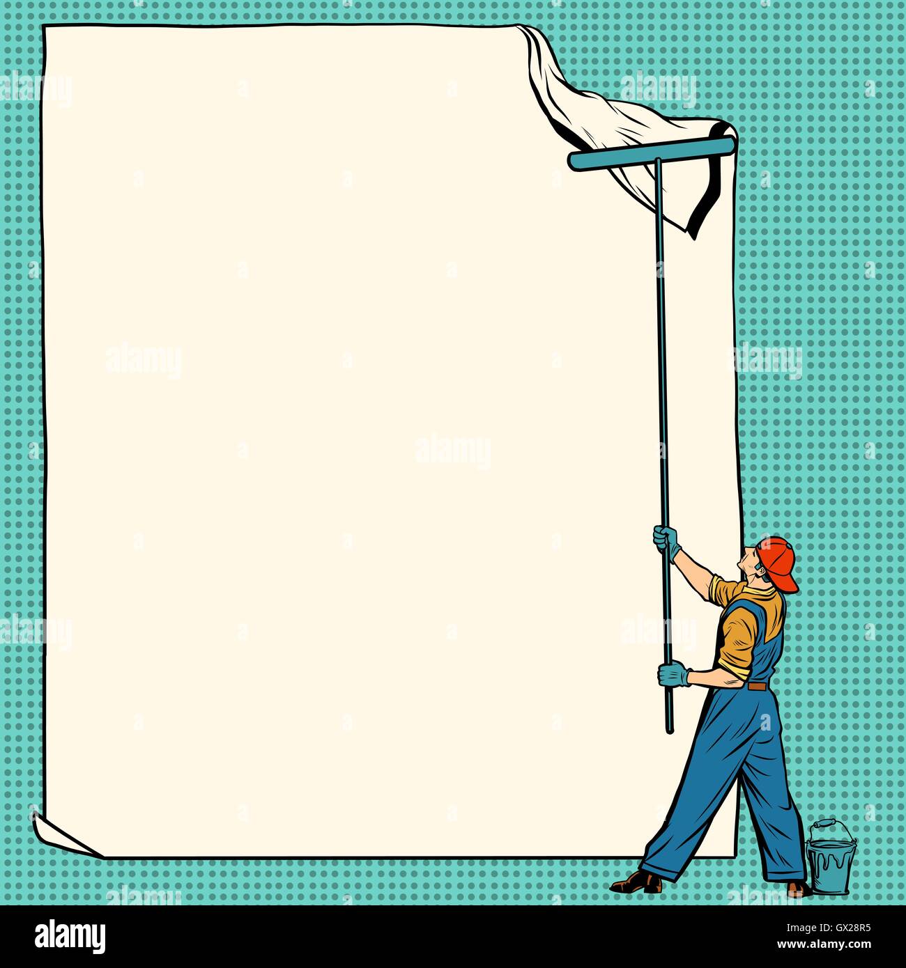 worker painter sticks white poster Stock Vector Image & Art - Alamy