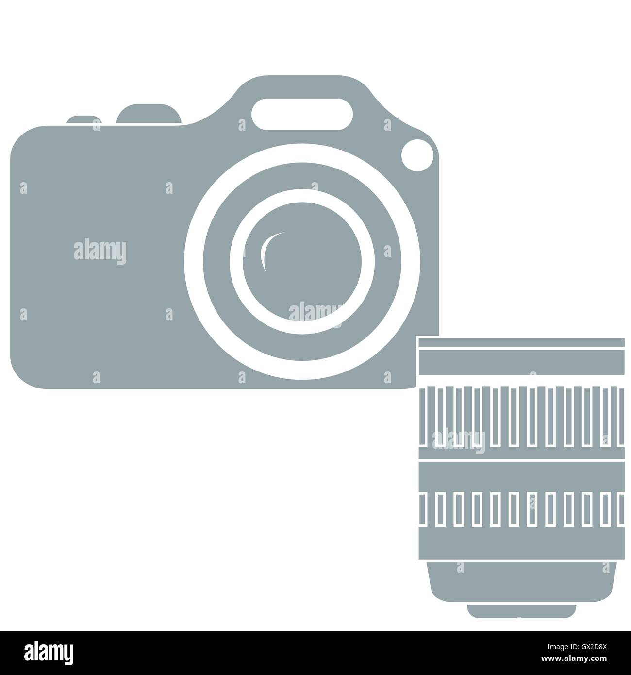 Stylized icon of a colored camera with lens on a white background Stock ...