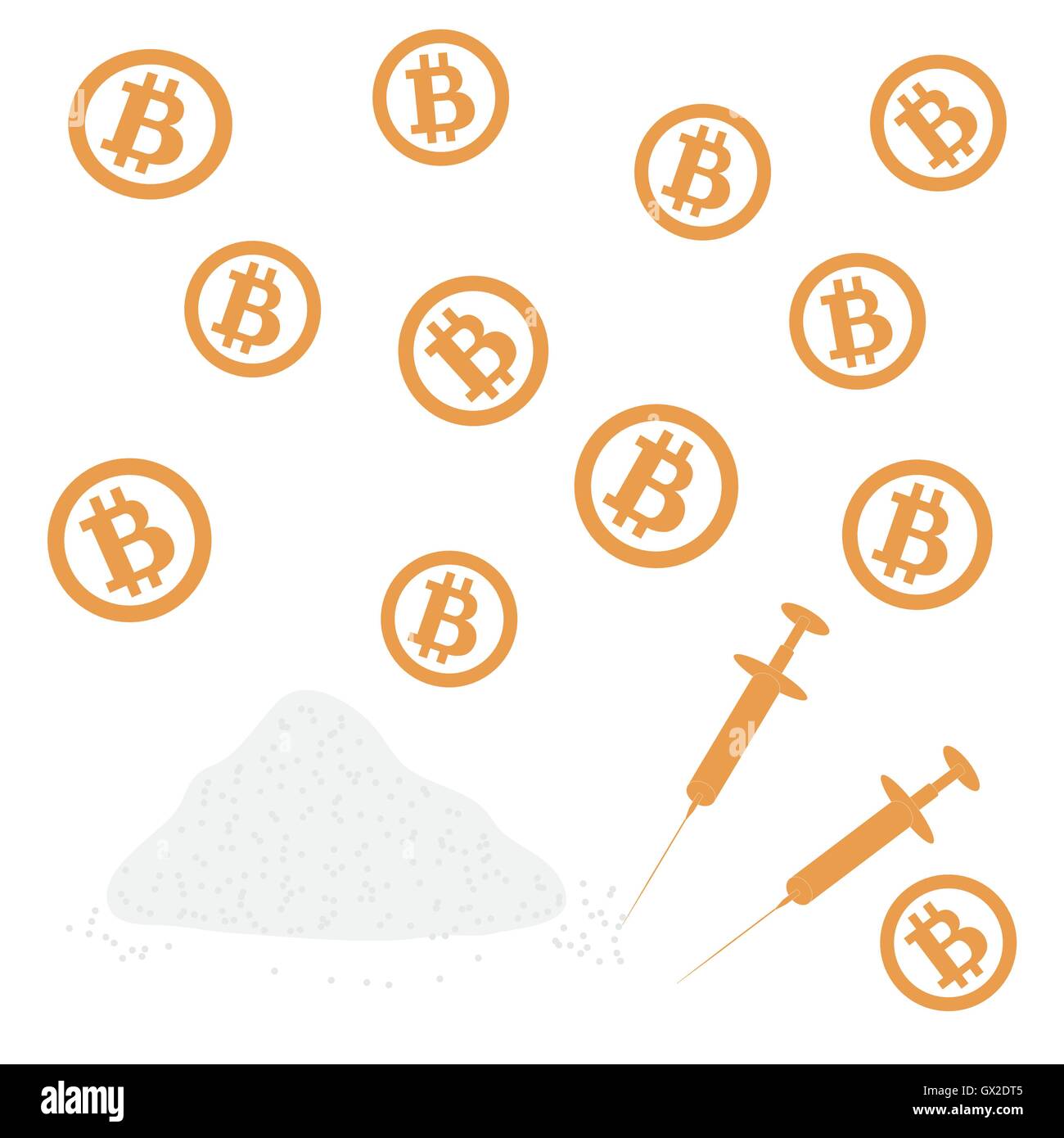 Picture about transactions in bitcoin: bitcoins and drugs on a white ...