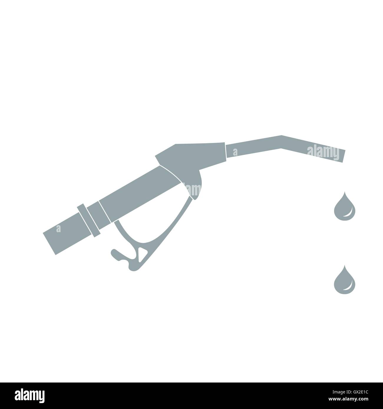 Stylized icon of the fuel gun with the fuel drops on a white background ...