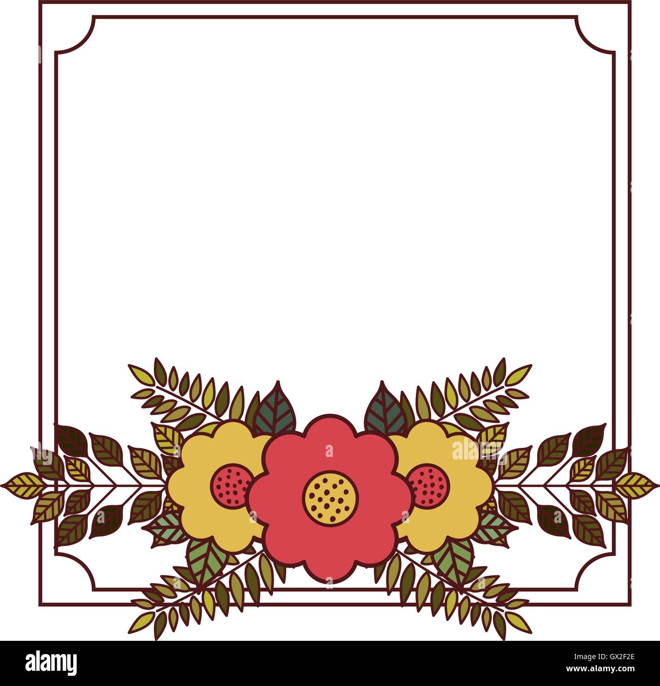 Flower and leaves frame design Stock Vector Image & Art - Alamy