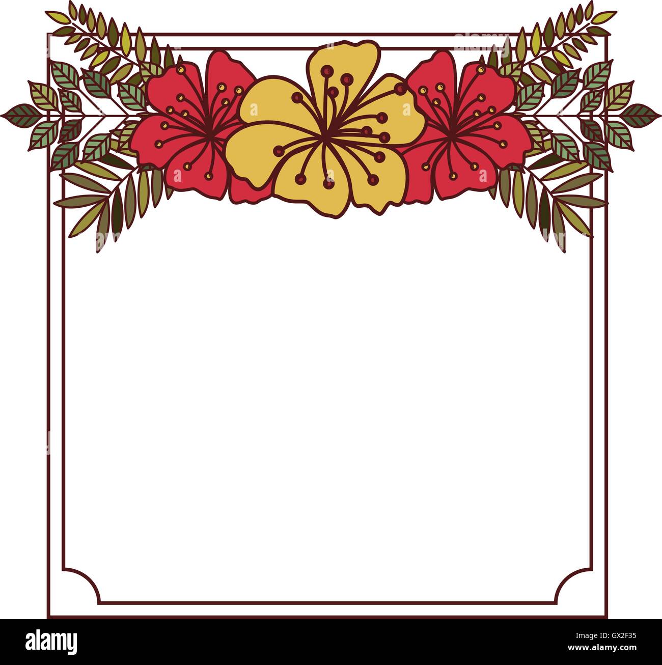 Flower and leaves frame design Stock Vector Image & Art - Alamy