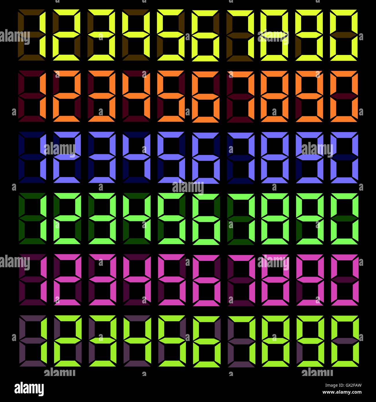 Set of Colorful Digital Numbers Stock Vector Image & Art - Alamy