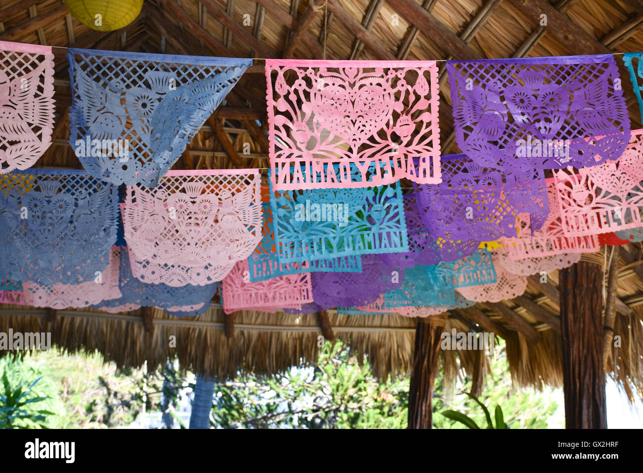 Mexican paper banners for celebrations or holidays Stock Photo - Alamy