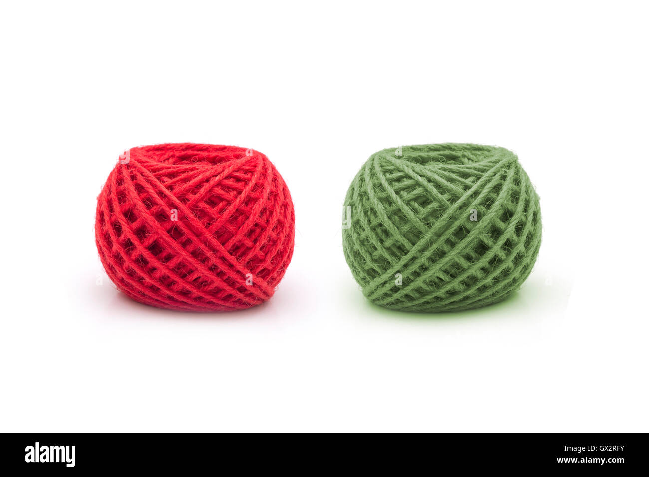 Red and Green tangle thread on white background Stock Photo - Alamy