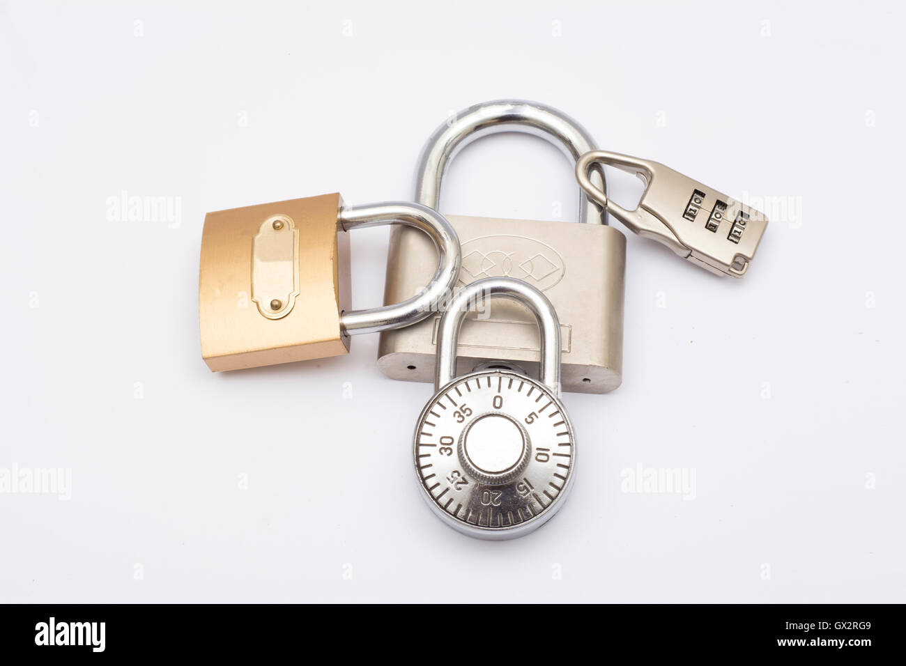 Different type of Locks on white background - security concept Stock ...