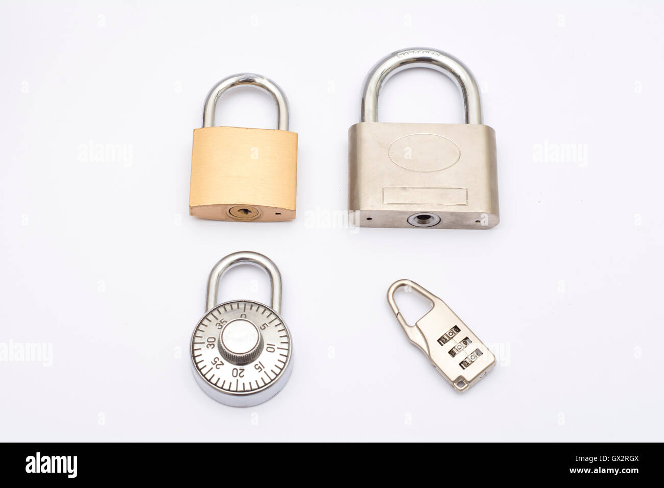 Different type of Locks on white background - security concept Stock ...
