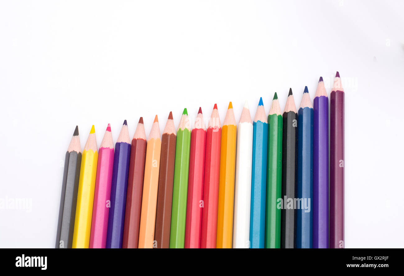 Set of Colorful pencils isolated on white background side view Stock ...