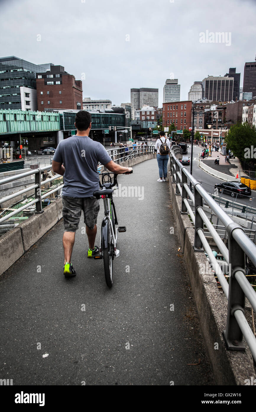 Pedestrian Bridge on the strees of Boston Stock Photo - Alamy