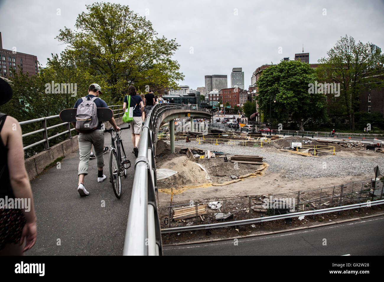 Pedestrian Bridge on the strees of Boston Stock Photo - Alamy