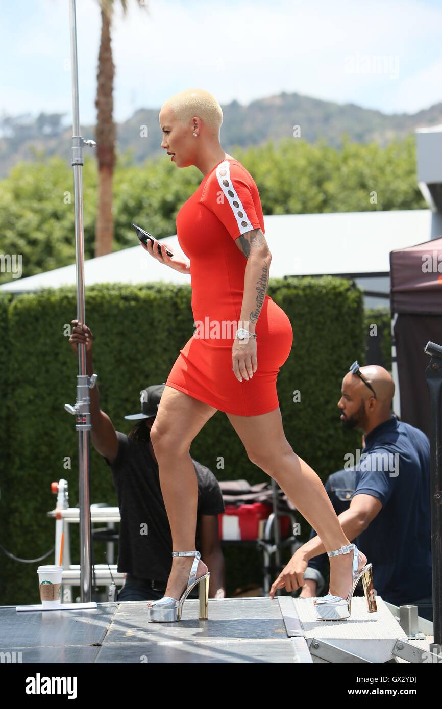 Amber Rose arrives at Universal Studios for an interview with Mario ...