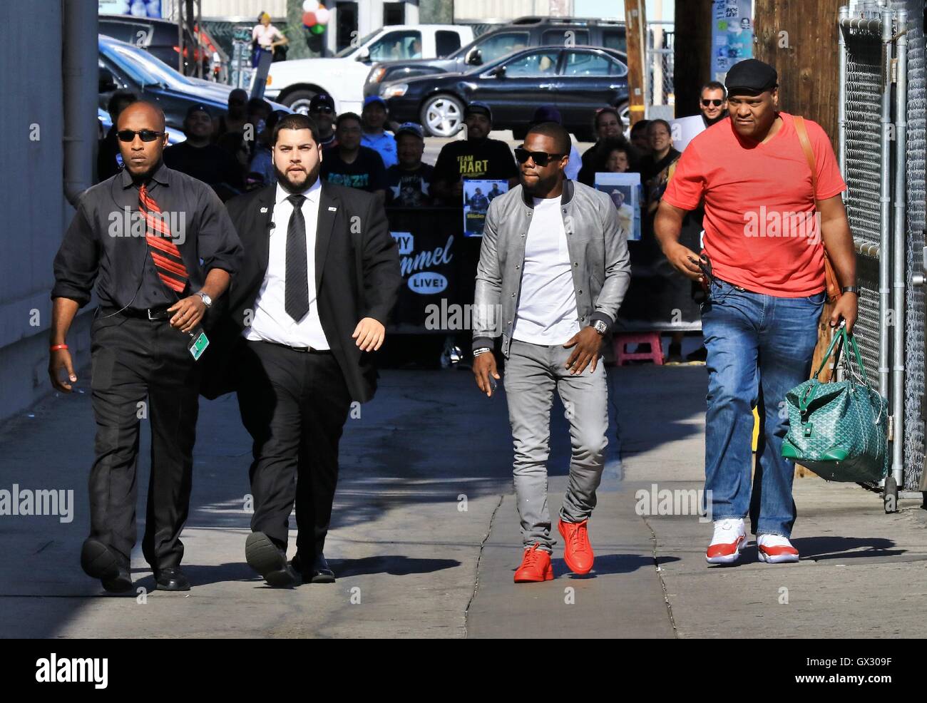 Kevin Hart in Hollywood for an appearance on Jimmy Kimmel Live ...