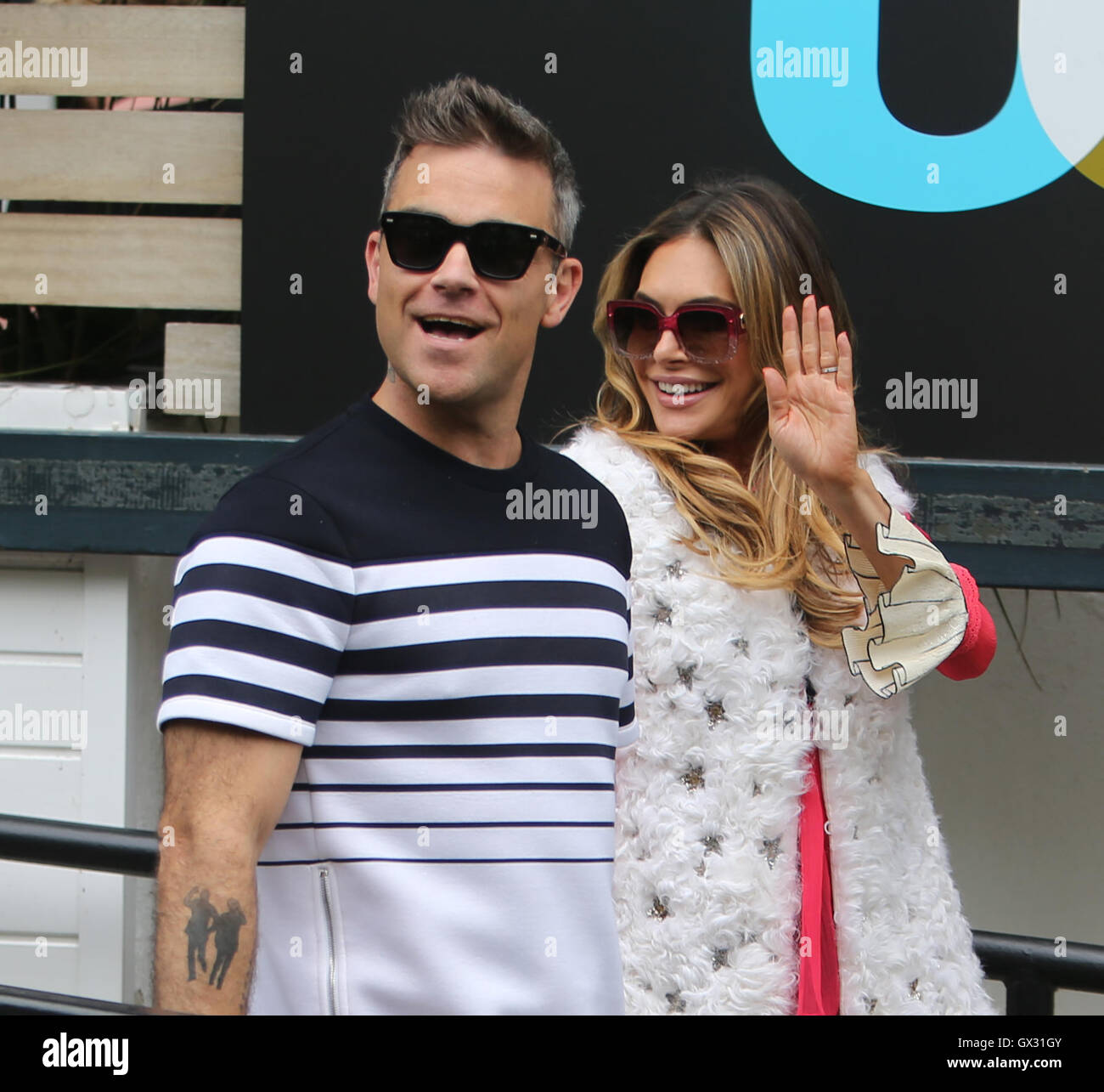 Robbie Williams and Ayda Field outside ITV Studios Featuring: Robbie ...