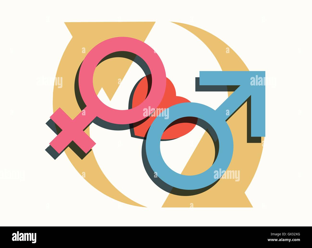 Male Female Heart Cycling Symbols Modern Relationship Gender Concept