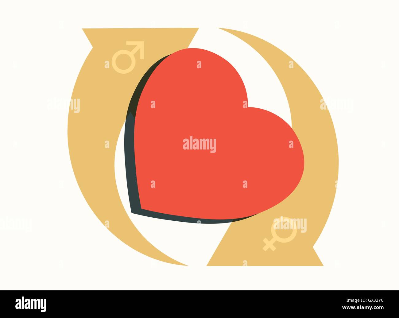 heart symbol with cycling arrows modern gender relationship concept ...