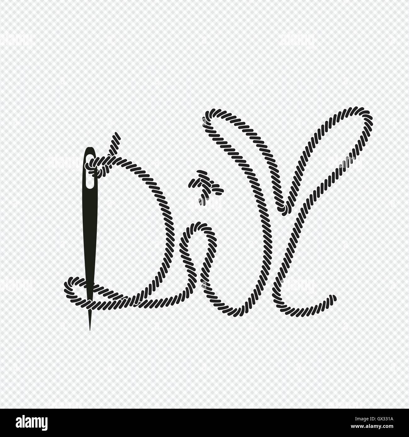 word diy from needle with thread vector background illustration Stock ...