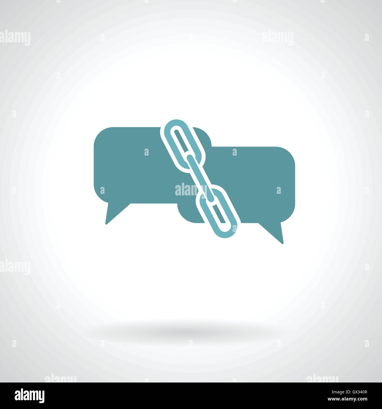 speech bubble and chain symbol as connection concept vector ...