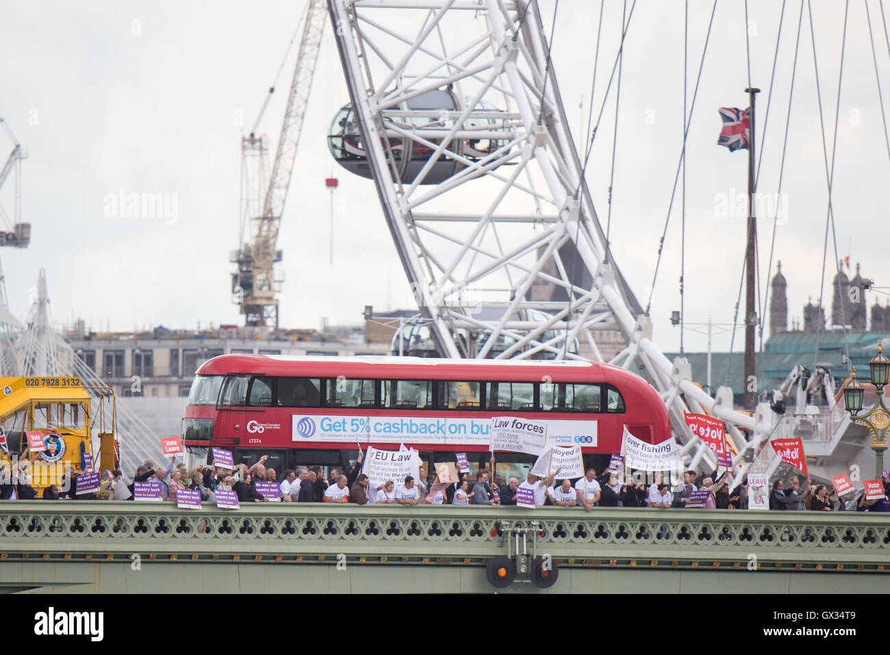 Nigel Farage is spotted on a boat on the River Thames at Westminster ...
