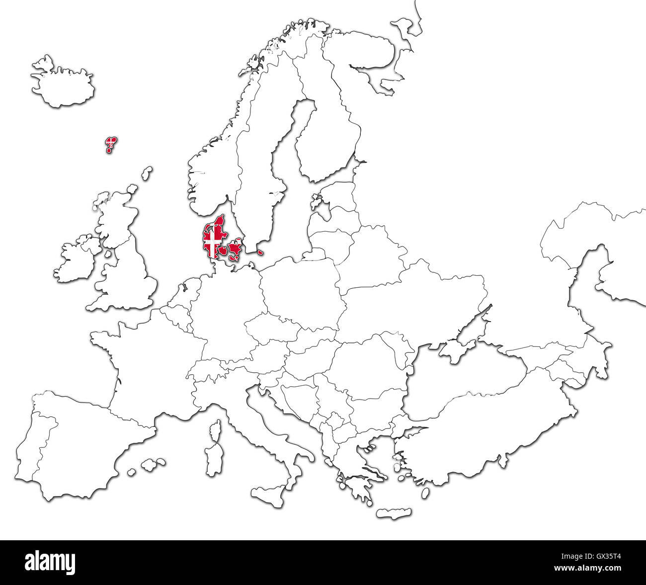 Denmark on map hi-res stock photography and images - Alamy