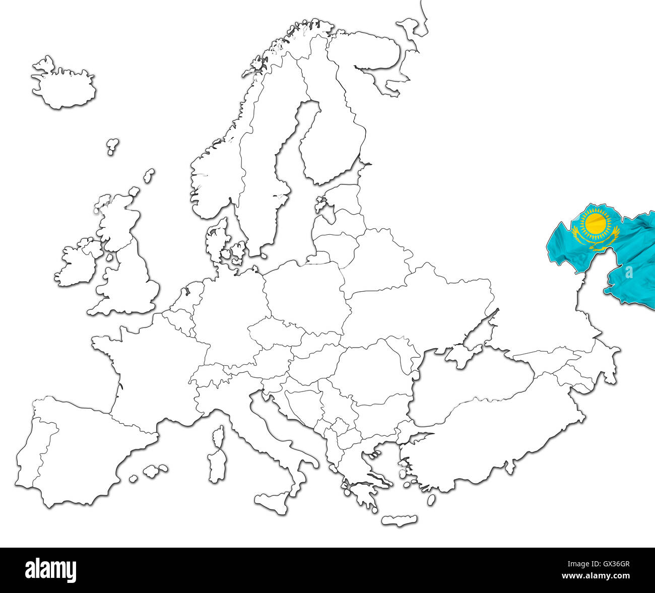 Flag on map kazakhstan hi-res stock photography and images - Alamy
