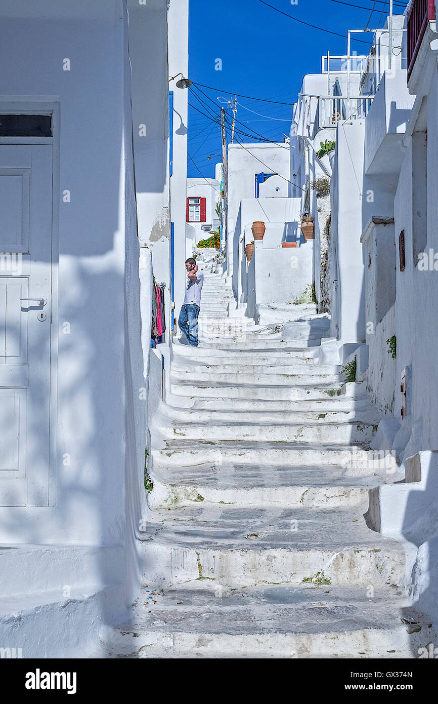 Whitewashed Houses and Narrow Streets Hora Mykonos Cyclades Greece ...