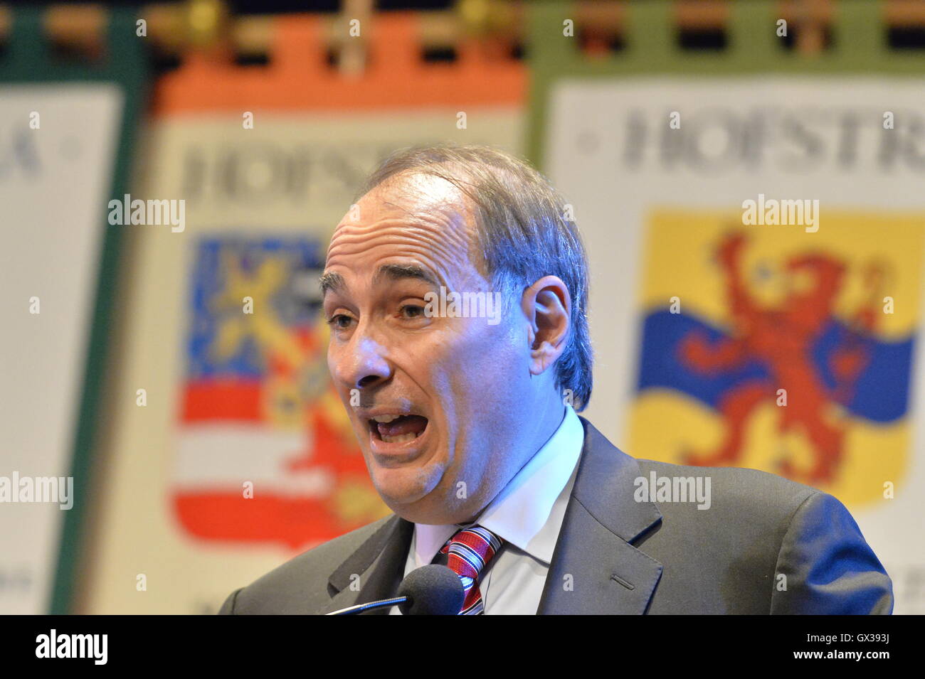 Hempstead, New York, USA. September 13, 2016. DAVID AXELROD, CNN Senior ...
