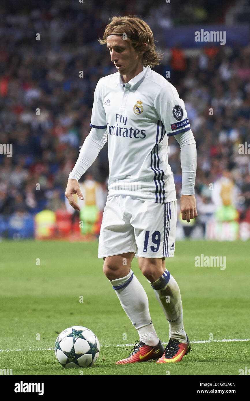 Madrid, Spain. 14th Sep, 2016. Luka Modric (midfielder; Real Madrid) in ...