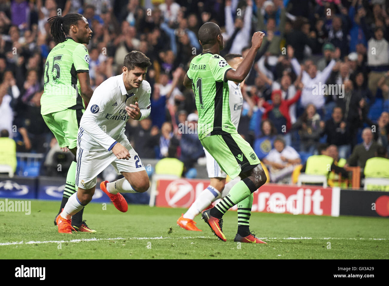 Madrid, Spain. 14th Sep, 2016. Alvaro Morata (forward; Real Madrid) in ...
