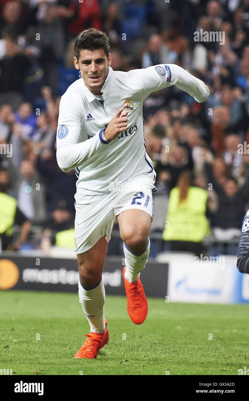 Madrid, Spain. 14th Sep, 2016. Alvaro Morata (forward; Real Madrid) in ...