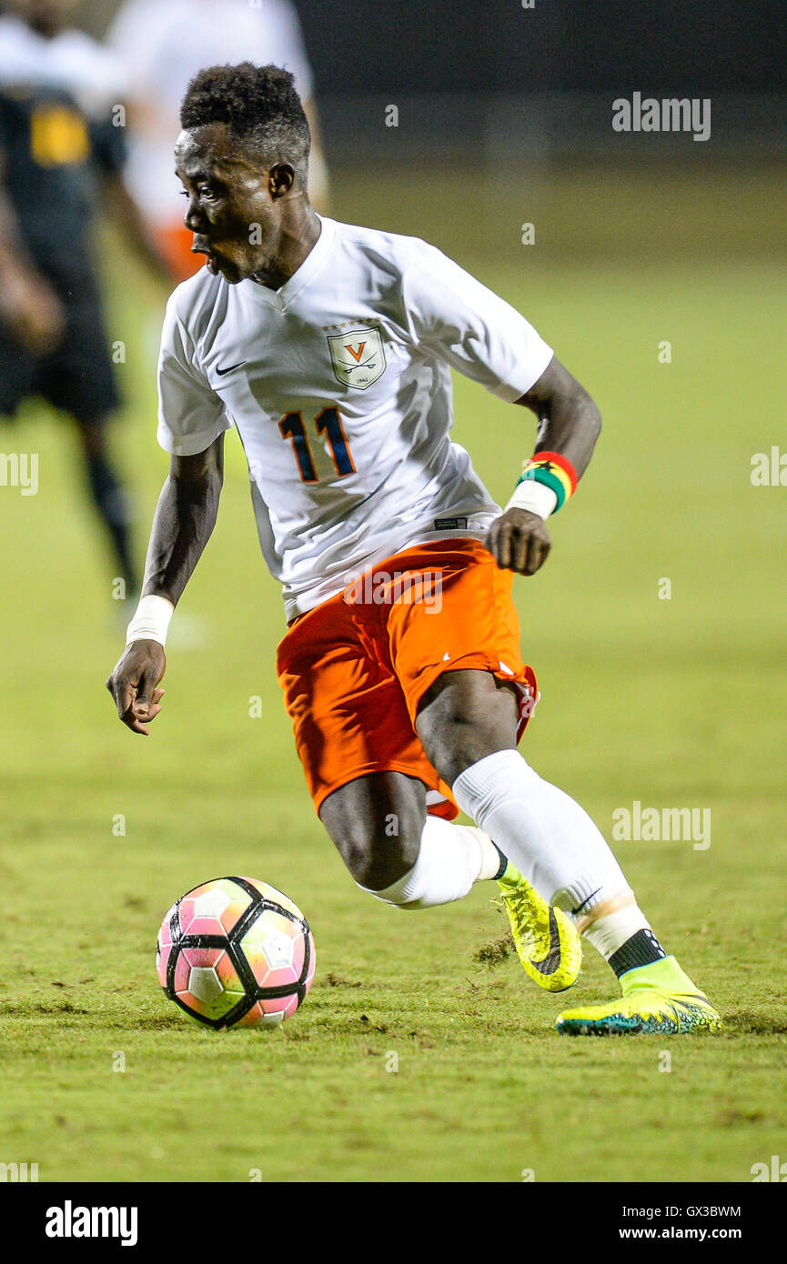 Charlottesville, Virginia, USA. 14th Sep, 2016. EDWARD OPOKU (11) in ...