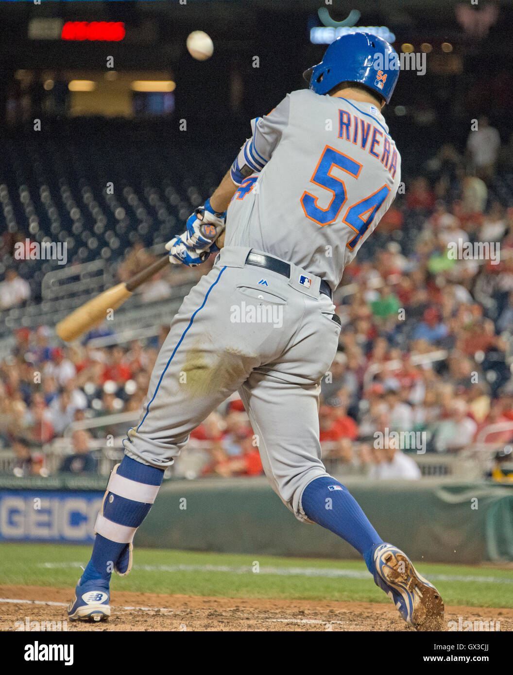 New York Mets third baseman T.J. Rivera (54) connects for a game ...