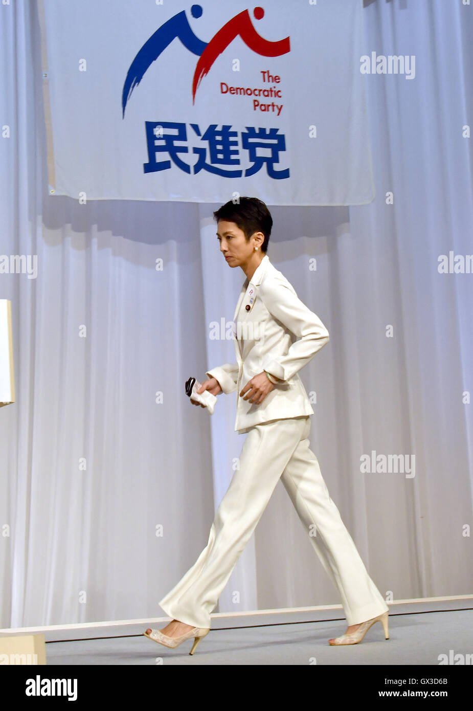 Tokyo, Japan. 15th Sep, 2016. In her white suit, Renho (single name ...
