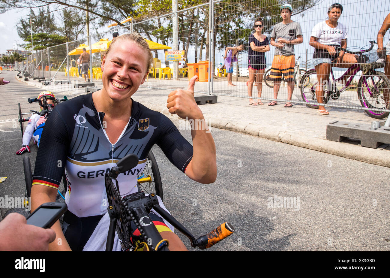Christiane Reppe of Germany celebrates after Women's Road Race H1-2-3-4 ...
