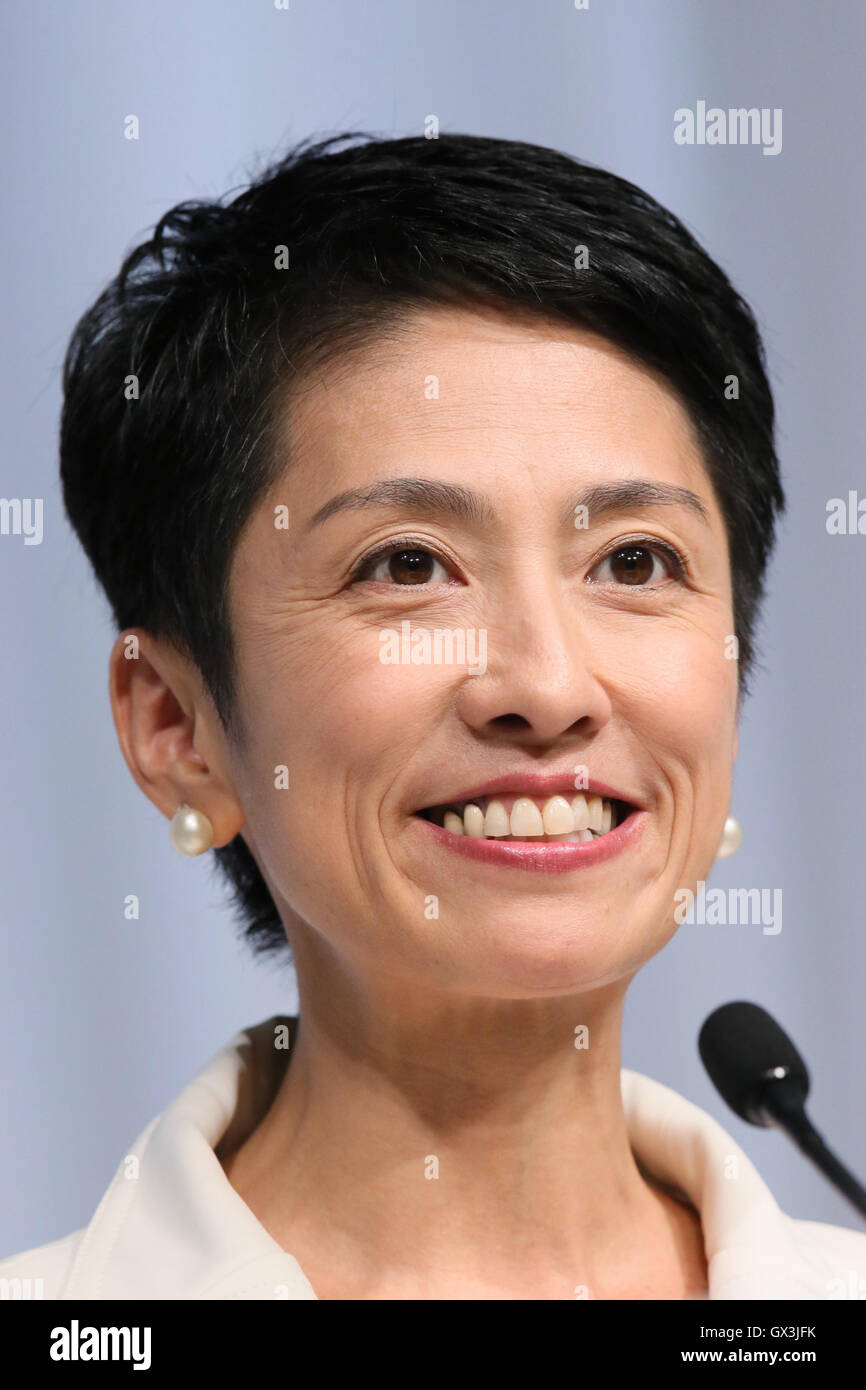 Japan's main opposition Democratic Party new leader Renho speaks during a press conference ...