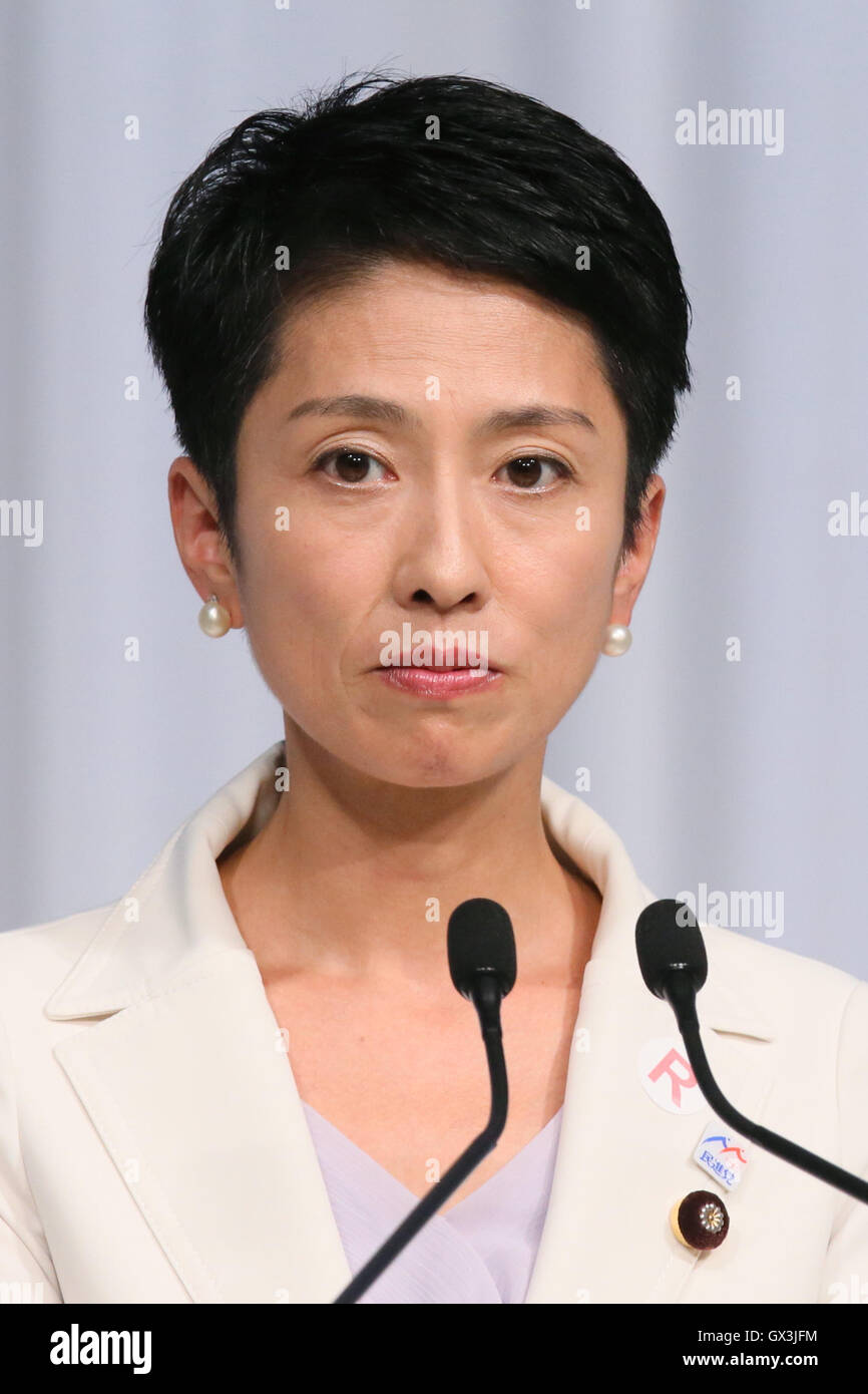 Japan's main opposition Democratic Party new leader Renho speaks during a press conference ...