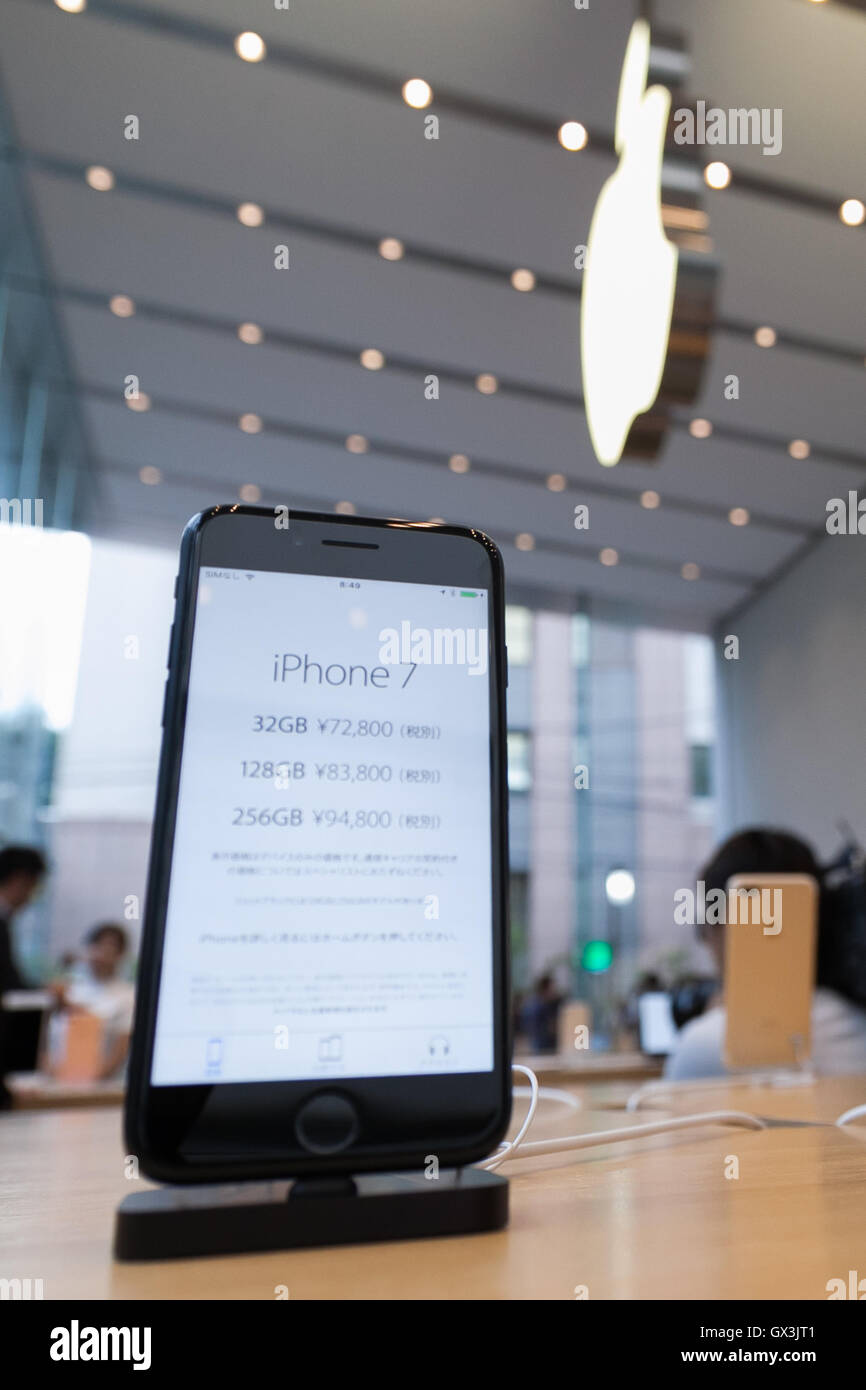 Tokyo, Japan. 16th September, 2016. The new iPhone 7 on display during ...
