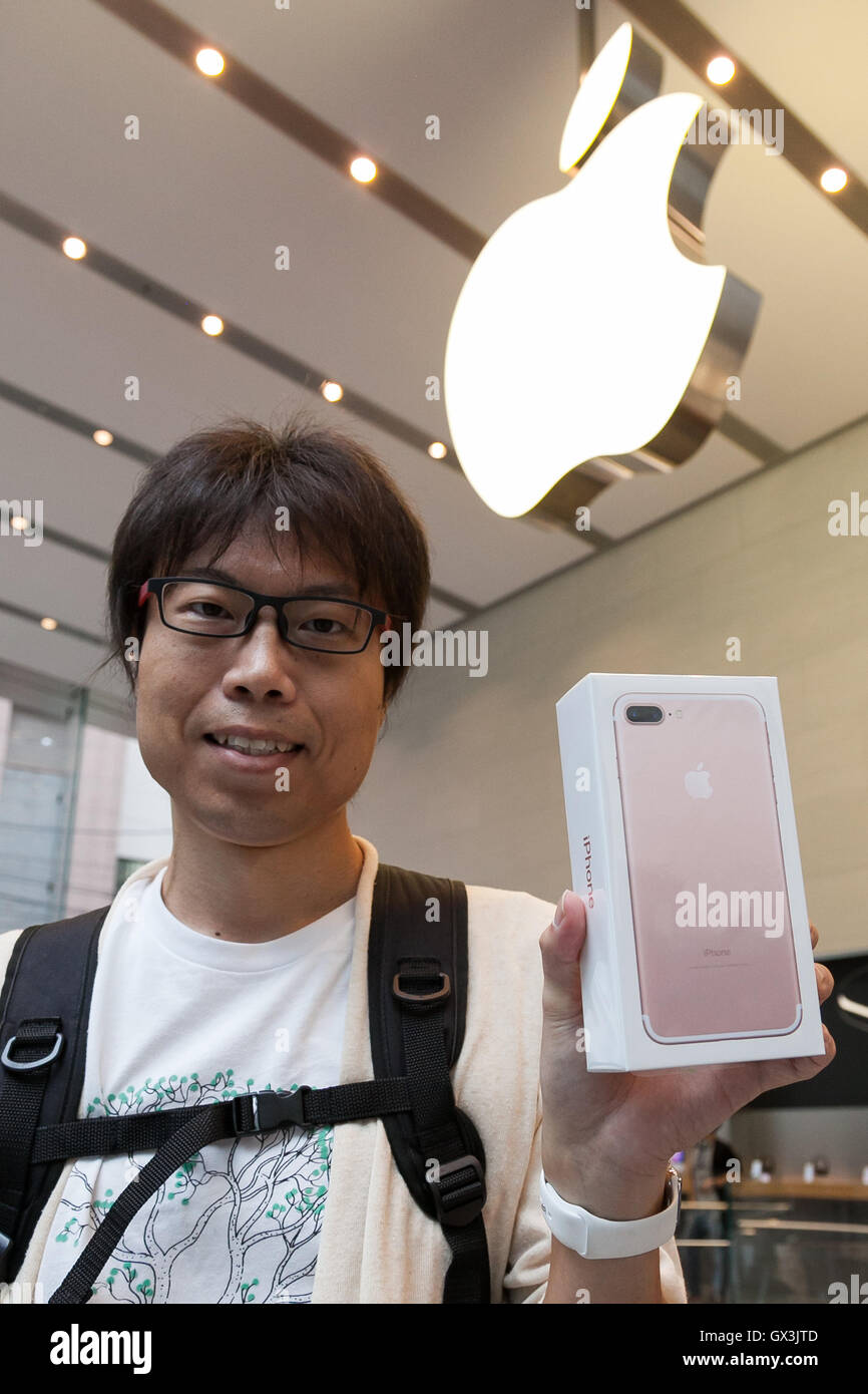 Tokyo, Japan. 16th September, 2016. A satisfied buyer shows his new ...
