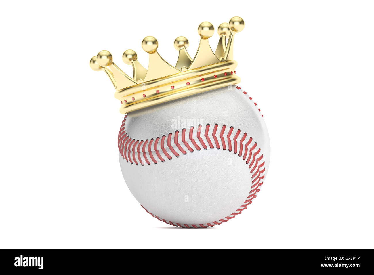 baseball ball with gold crown, 3D rendering isolated on white ...