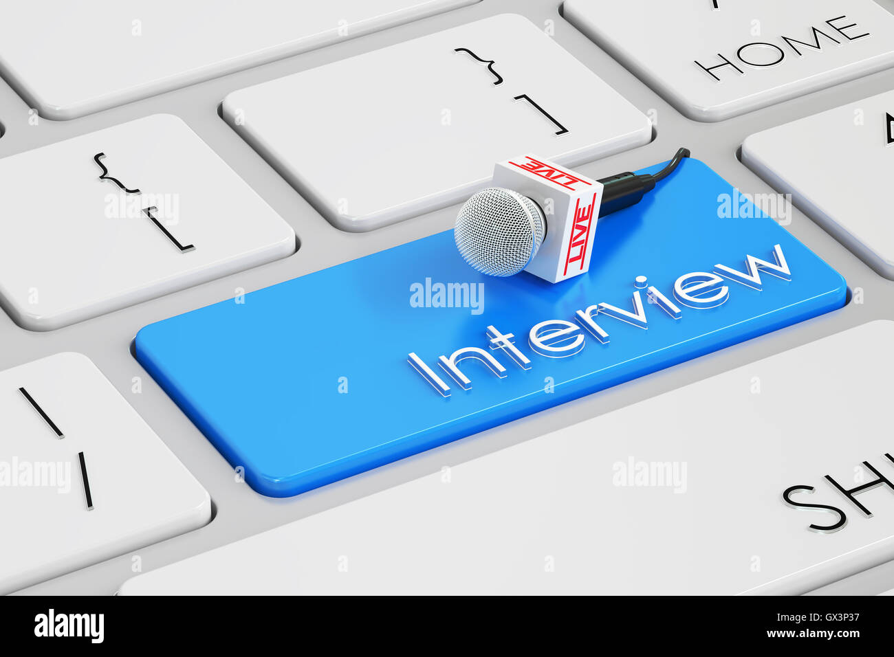 interview button, key on keyboard. 3D rendering Stock Photo - Alamy