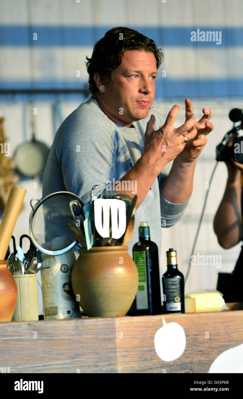 Jamie Oliver at The Big Feastival at Alex James' Farm August, 2016 in ...