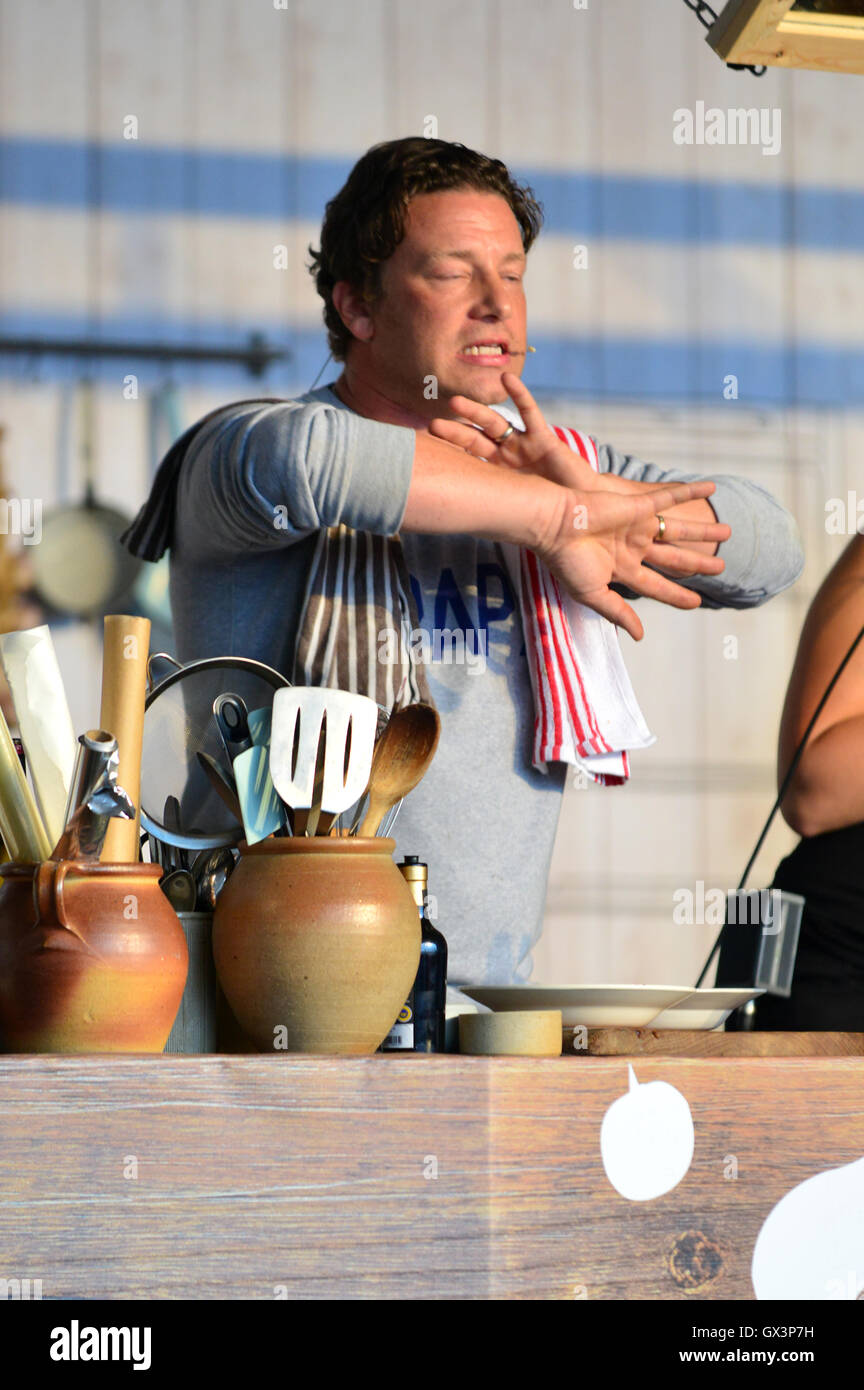 Jamie Oliver at The Big Feastival at Alex James' Farm August, 2016 in ...