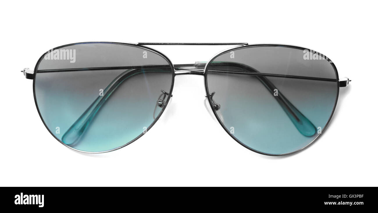 Isolated Aviator Sunglasses with Blue Lenses Stock Photo - Alamy
