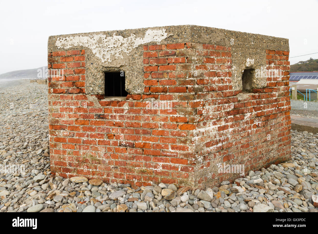 WWII pillbox Fairbourne beach, North Wales, United Kingdom, Europe ...