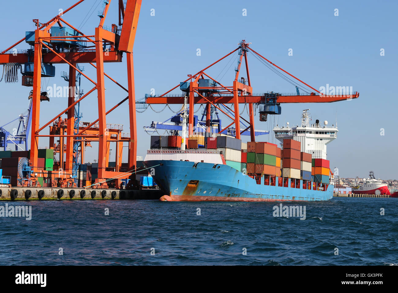 Container Ship is loading in a port Stock Photo - Alamy