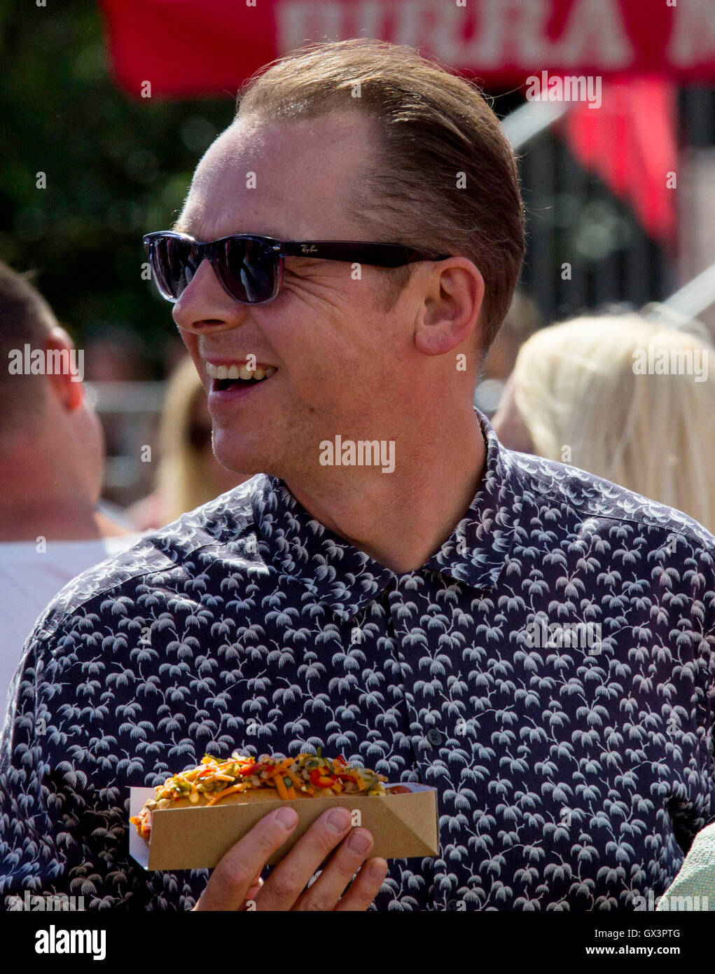 Simon Pegg at The Big Feastival at Alex James' Farm on August 28, 2016 ...
