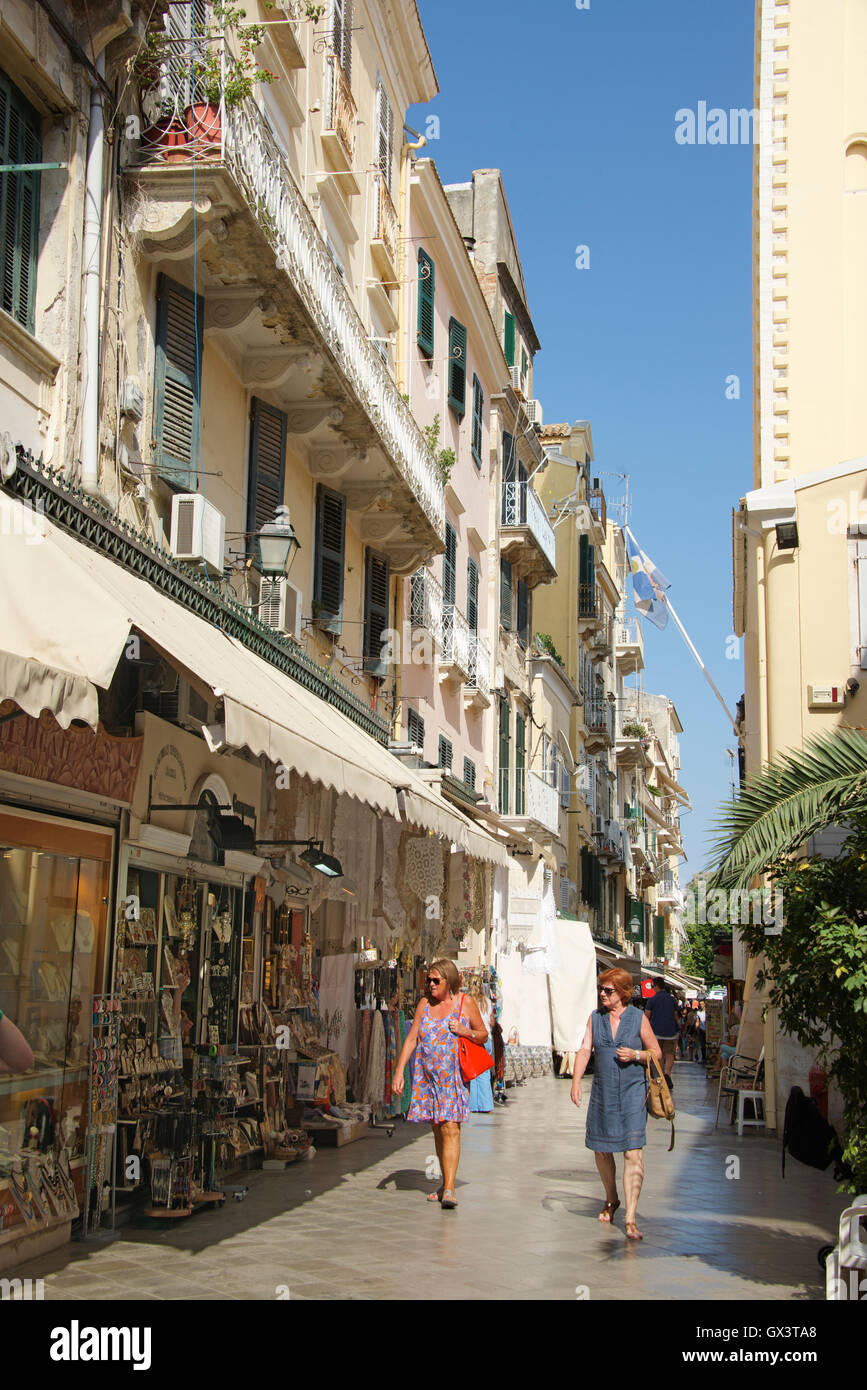 Agios Spyridon street Corfu Old Town Ionian Islands Greece Stock Photo ...