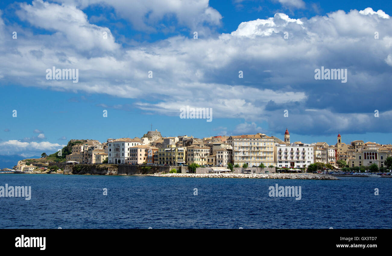Panoramic view waterfront Corfu Old Town Ionian Islands Greece Stock ...