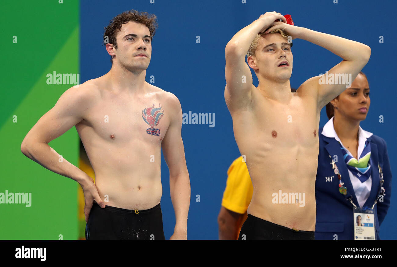 Great Britian's Josef Craig (left) and Oliver Hynd look on during the ...