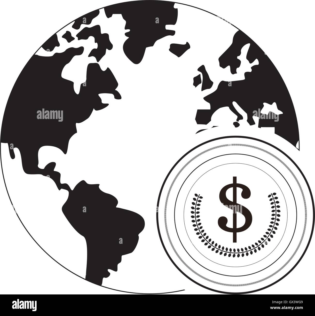 earth globe and coin icon Stock Vector Image & Art - Alamy